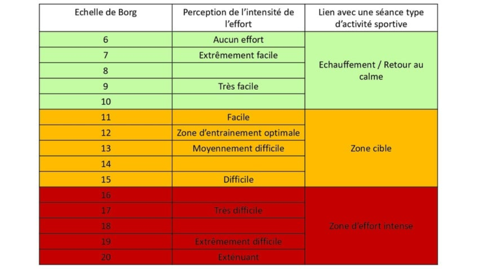 Échelle de Borg : Intensité des Efforts Physiques | 2026